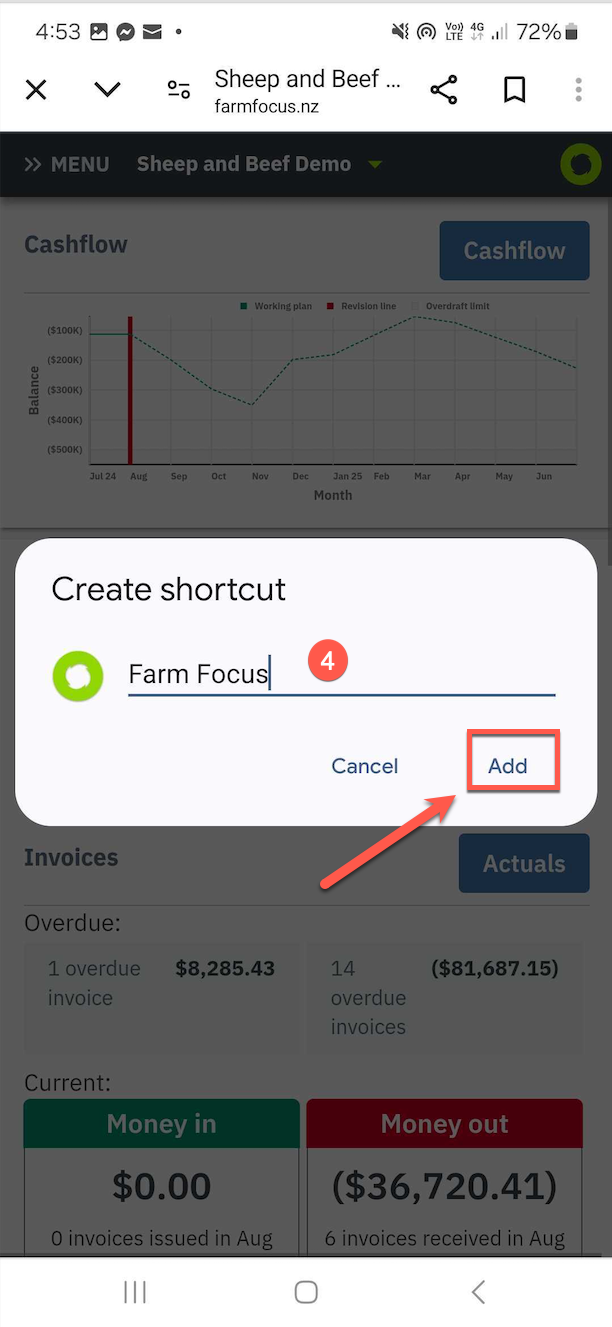 How to add Farm Focus shortcut to the home screen of your mobile device?