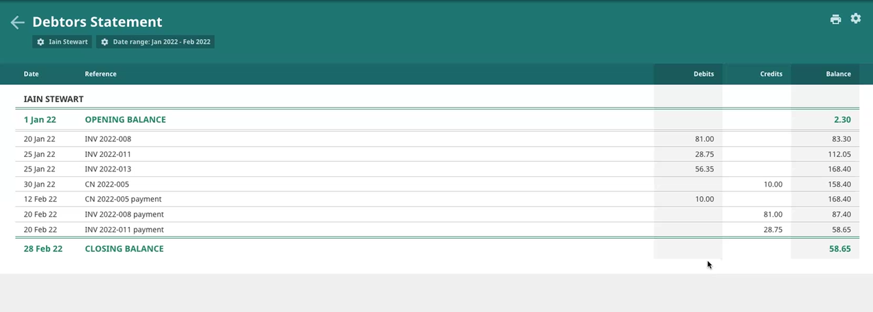 How to create a Debtors Statement