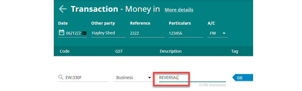 How to create a Reversal Transaction in Farm Focus