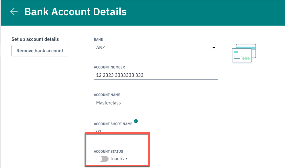 How to deactivate or delete a bank account in Farm Focus