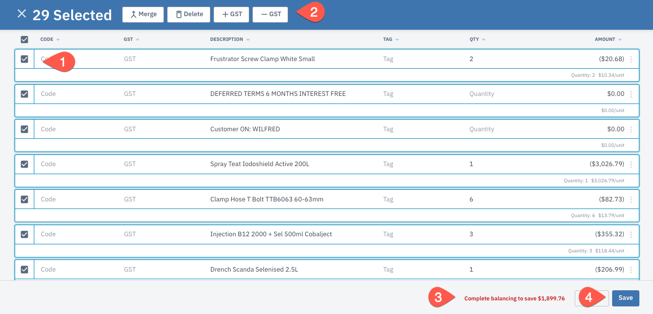 How to code invoice lines in Farm Focus